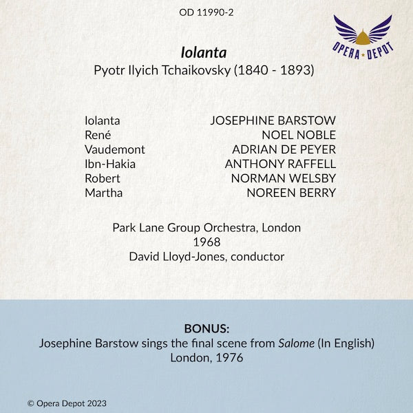 Tchaikovsky: Iolanta (In English) - Barstow, Noble, De Peyer, Raffell;